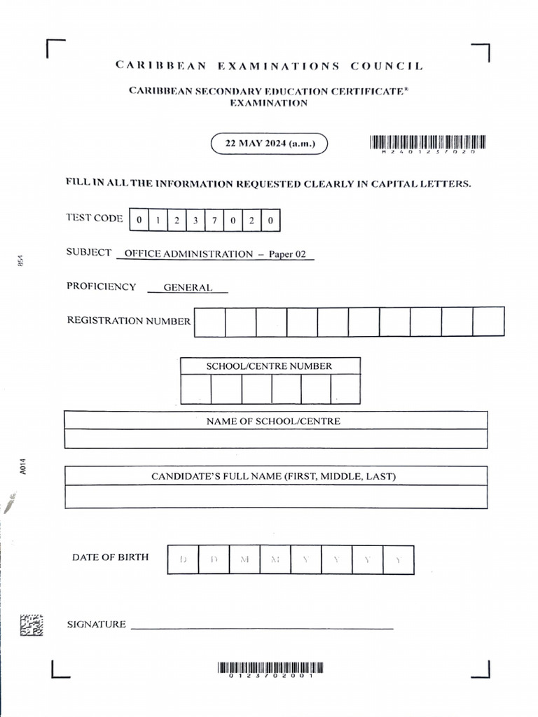CSEC Office Administration P2 2024 MJ | PDF