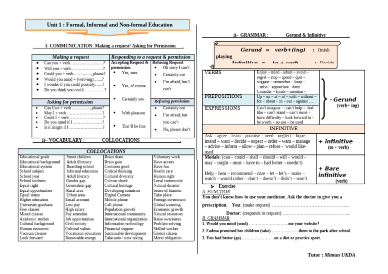 Unit 1 - Education | PDF | Literacy | Verb