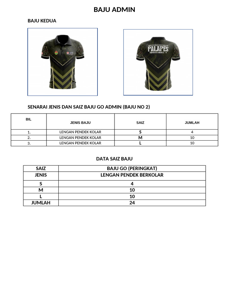 Baju Go Pentauliahan 2023 (Baju Admin) | PDF