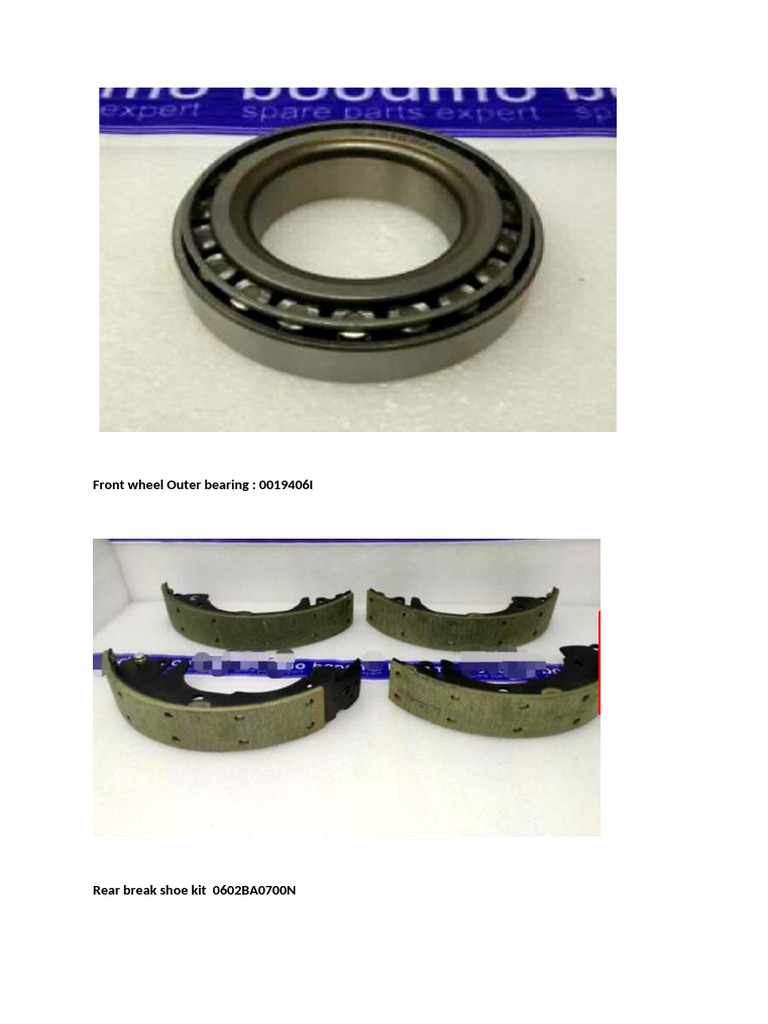 Rear Break Pad & Front Bearing | PDF