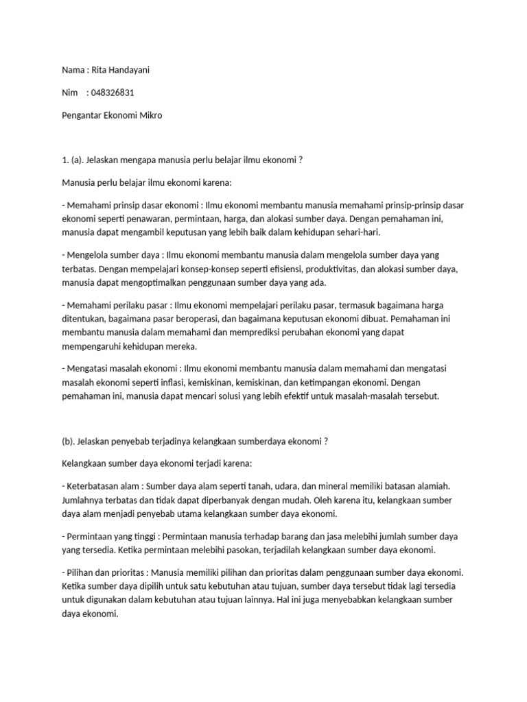 Rita Handayani-048326831-T1-ESPA4111-Pengantar Ekonomi Mikro | PDF
