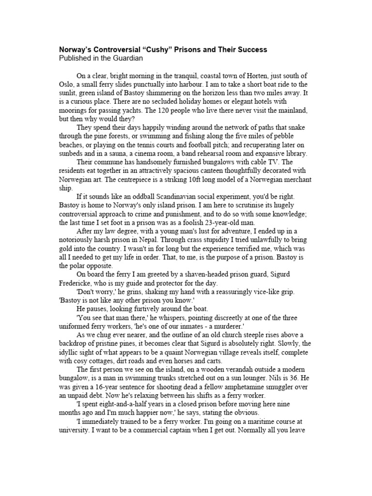 Prisons in Norway Article | PDF | Prison | Recidivism