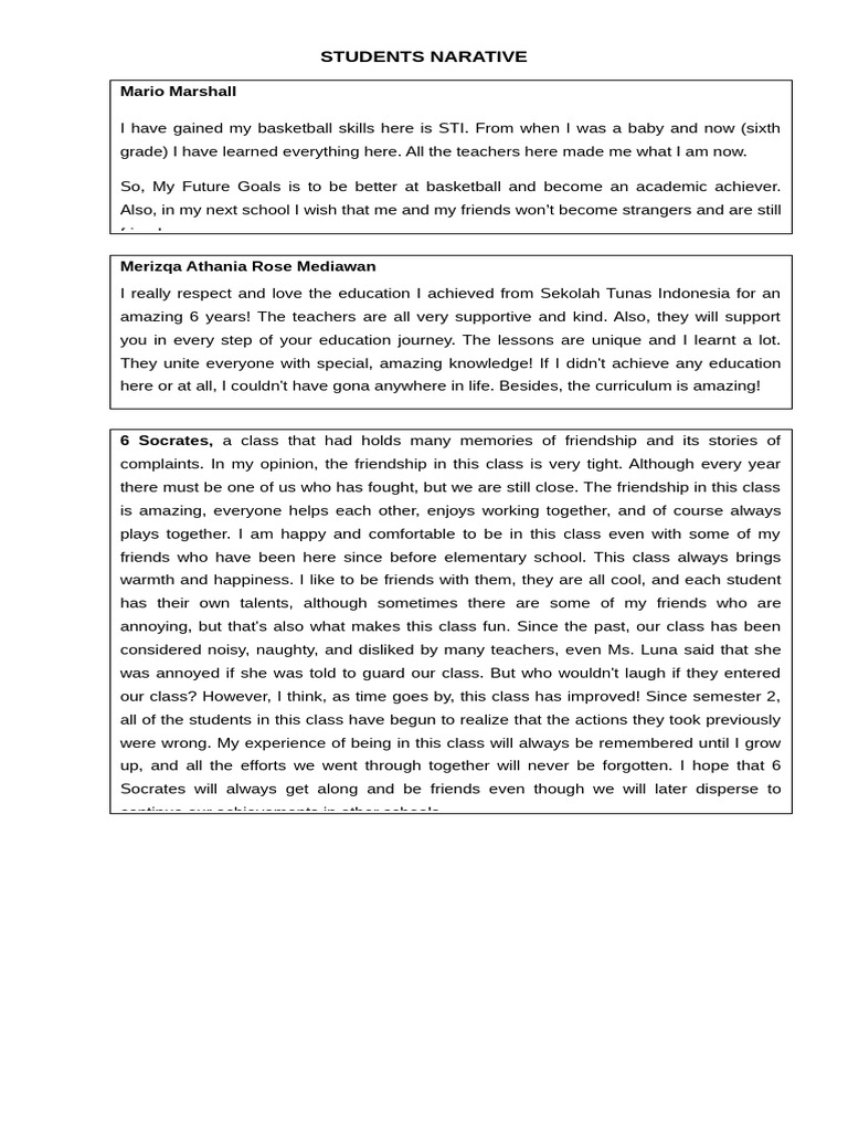 Students Narative | PDF