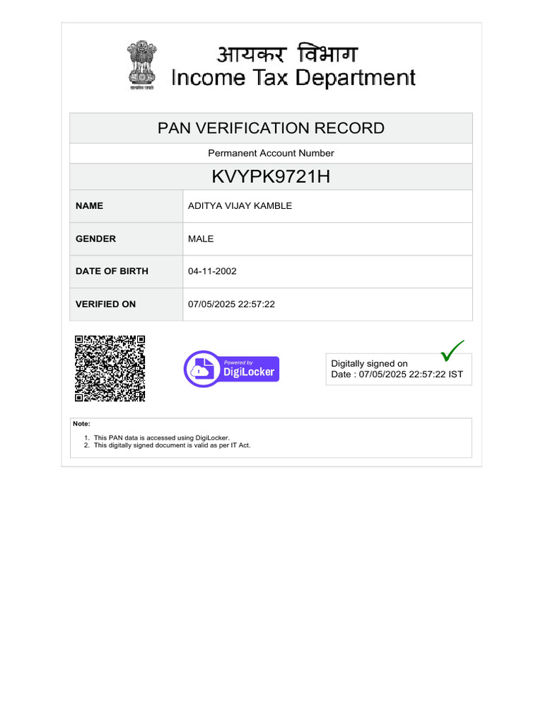 PAN Verification Record | PDF