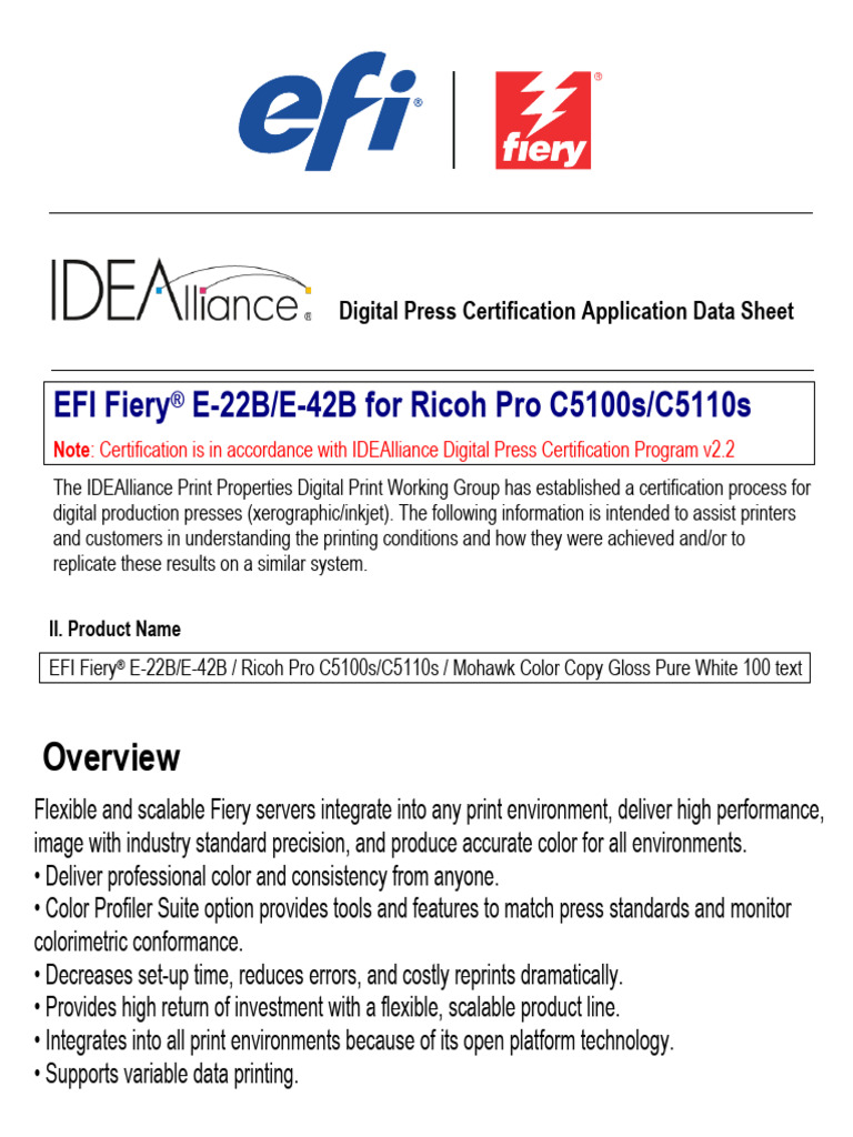 COLOUR ACCURACY - Fiery-E-22B-E-42B-Ricoh-Pro-C5100s-C5110s | PDF | Printer (Computing ...