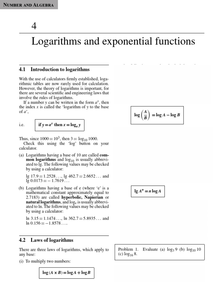 บท 4 ลอการึทึม (LV.0) -1 | PDF | Logarithm | Arithmetic