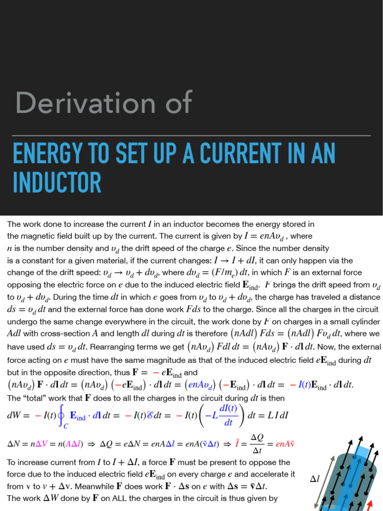 Derivation of Energy To Set Up A Current in An Inductor | PDF ...