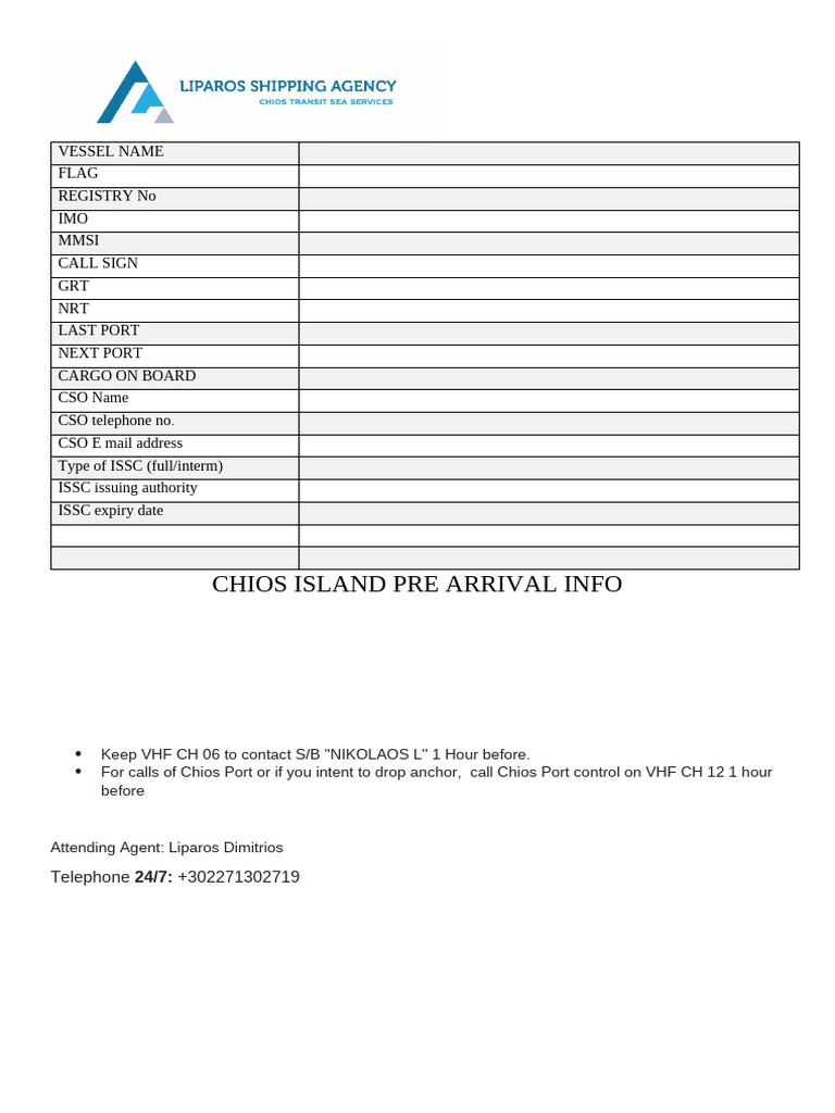 Chios Island Pre Arrival Info | PDF