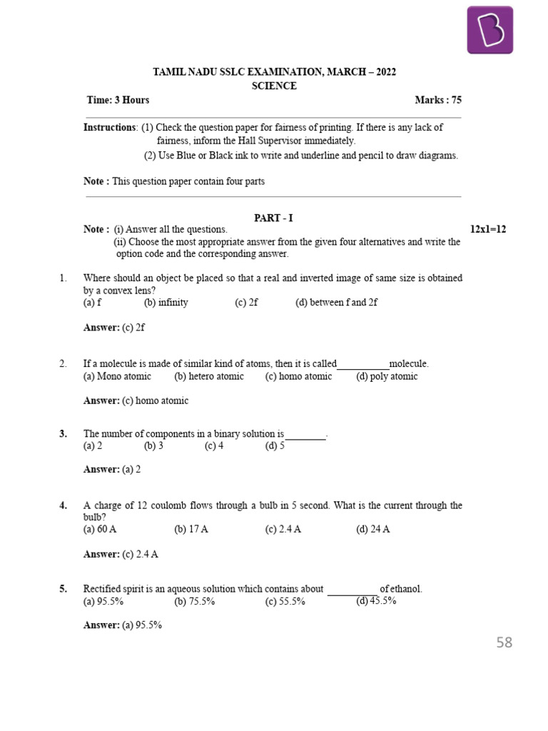 Tamil Nadu SSLC Science Exam 2022 | PDF | Radioactive Decay | Chemical ...