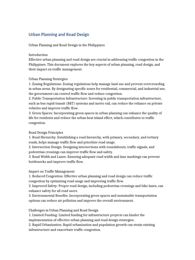 Urban Planning and Road Design | PDF | Traffic | Road