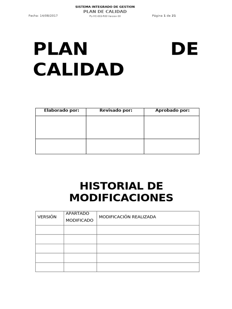 DRI PL 003 R00 Plan de Calidad | PDF | Calidad (comercial) | Hormigón