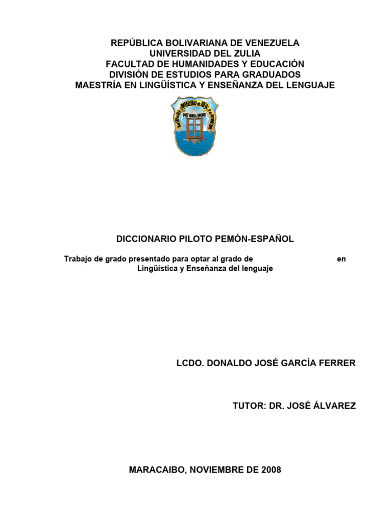 Diccionario Piloto Pemón-Español | PDF | Diccionario | Verbo