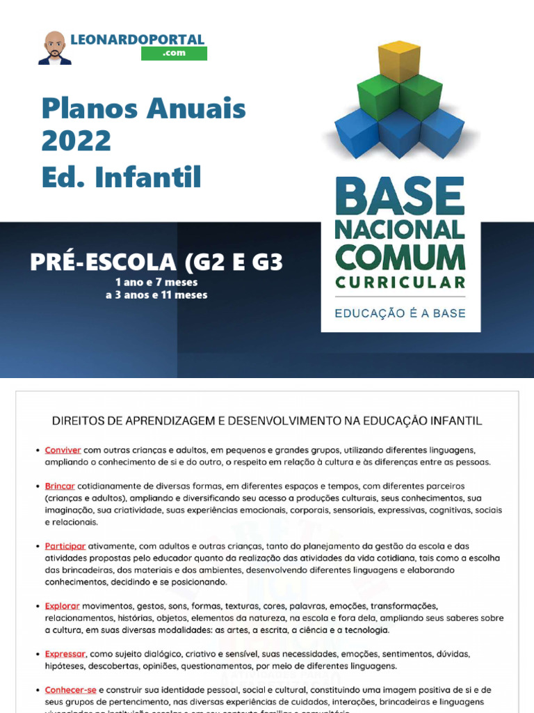 000 Planejamento Anual Pré Escola G2 e G3 | PDF