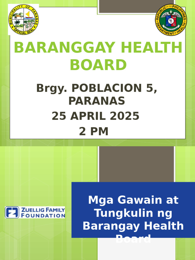 Guide For Barangay Health Board (BHB) | PDF