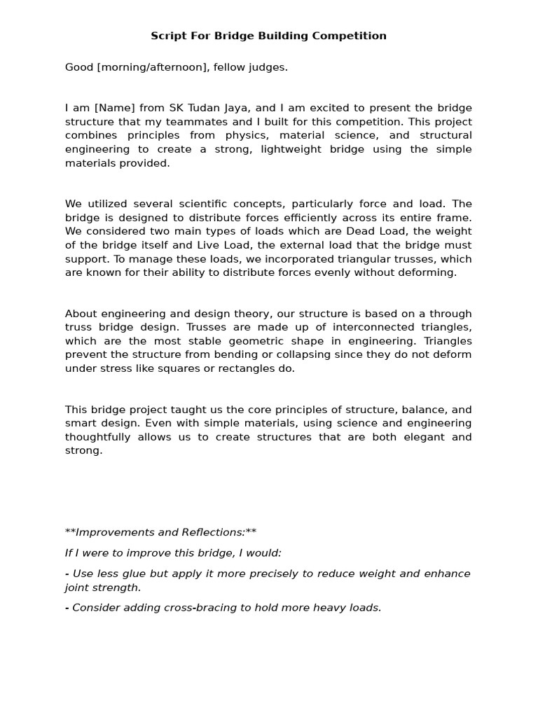 Bridge Building Script | PDF