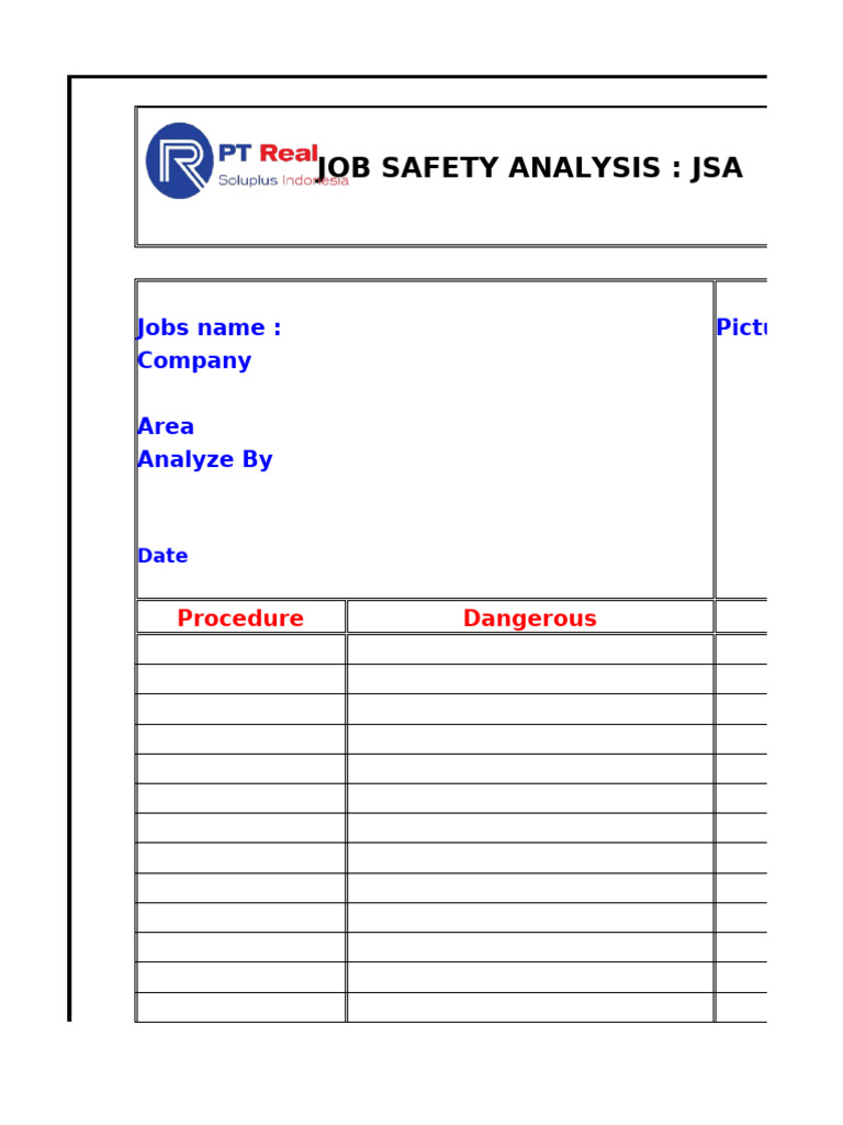 Form Job Safety Analysis | PDF