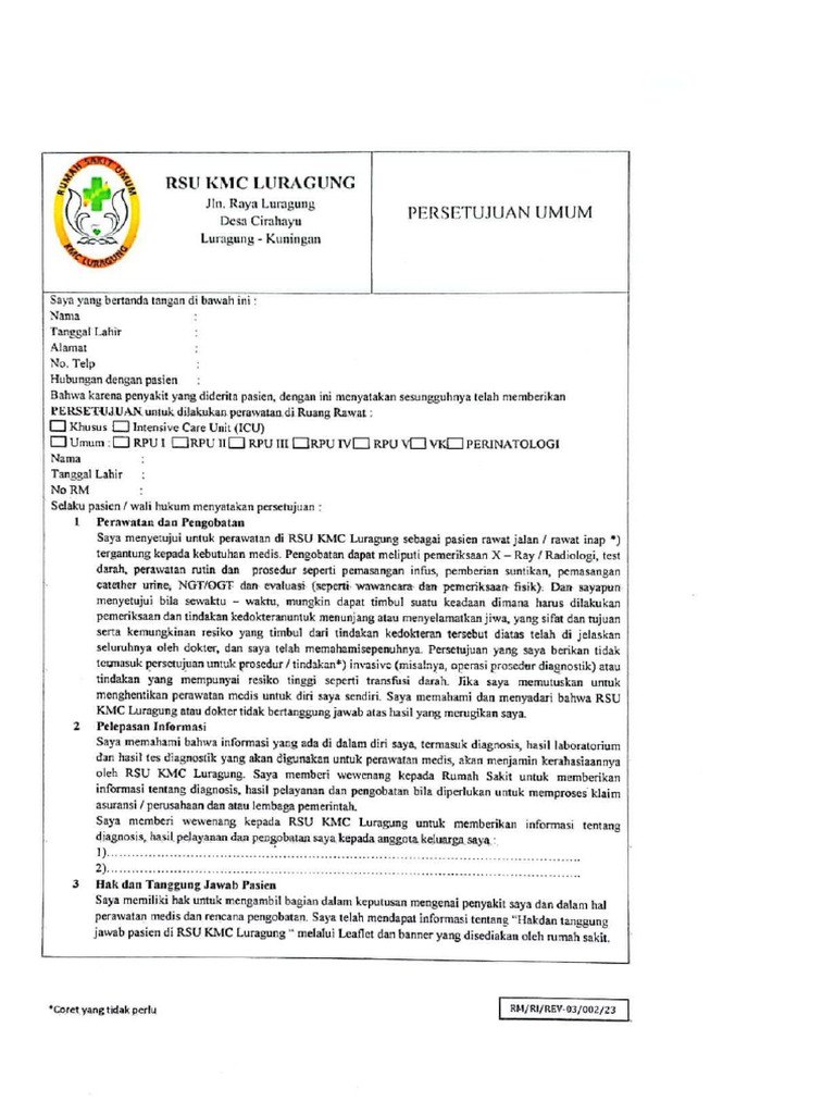 Geenral Concent Ranap | PDF