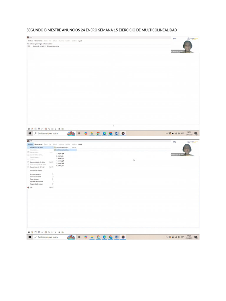 Segundo Bimestre Anuncios 24 Enero Semana 15 Ejercicio de Multicolinealidad | PDF