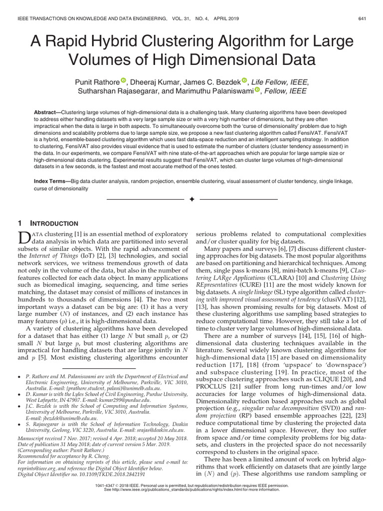 A Rapid Hybrid Clustering Algorithm For Large Pdf Cluster Analysis Sampling Statistics