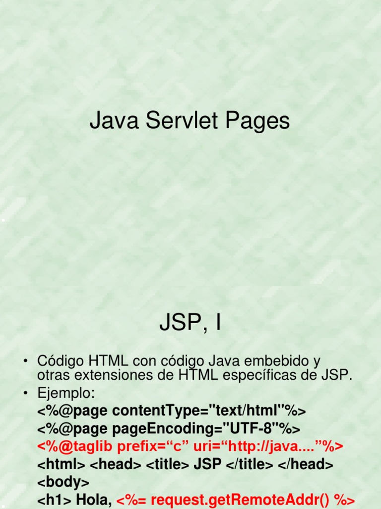JSP | PDF | Páginas del servidor Java | Diseño de software