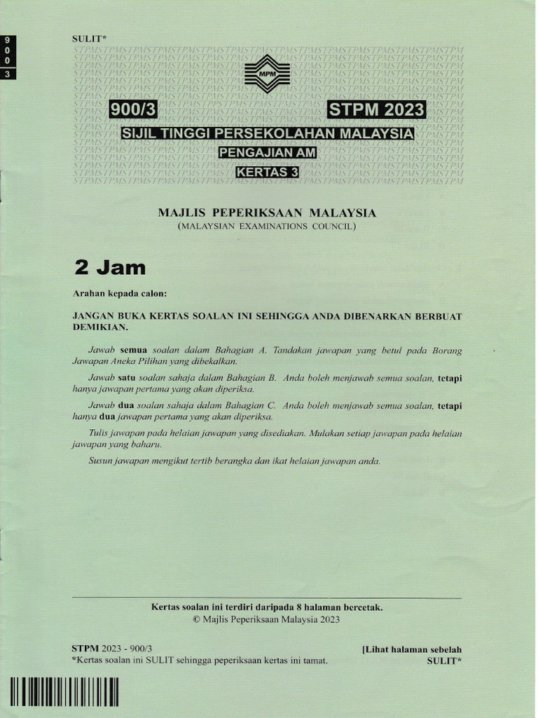 STPM 2023 9003 | PDF