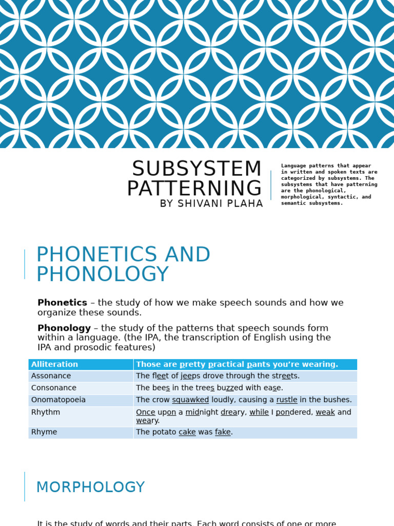 Ch1 Subsystem Patterning | PDF | Semiotics | Linguistic Typology