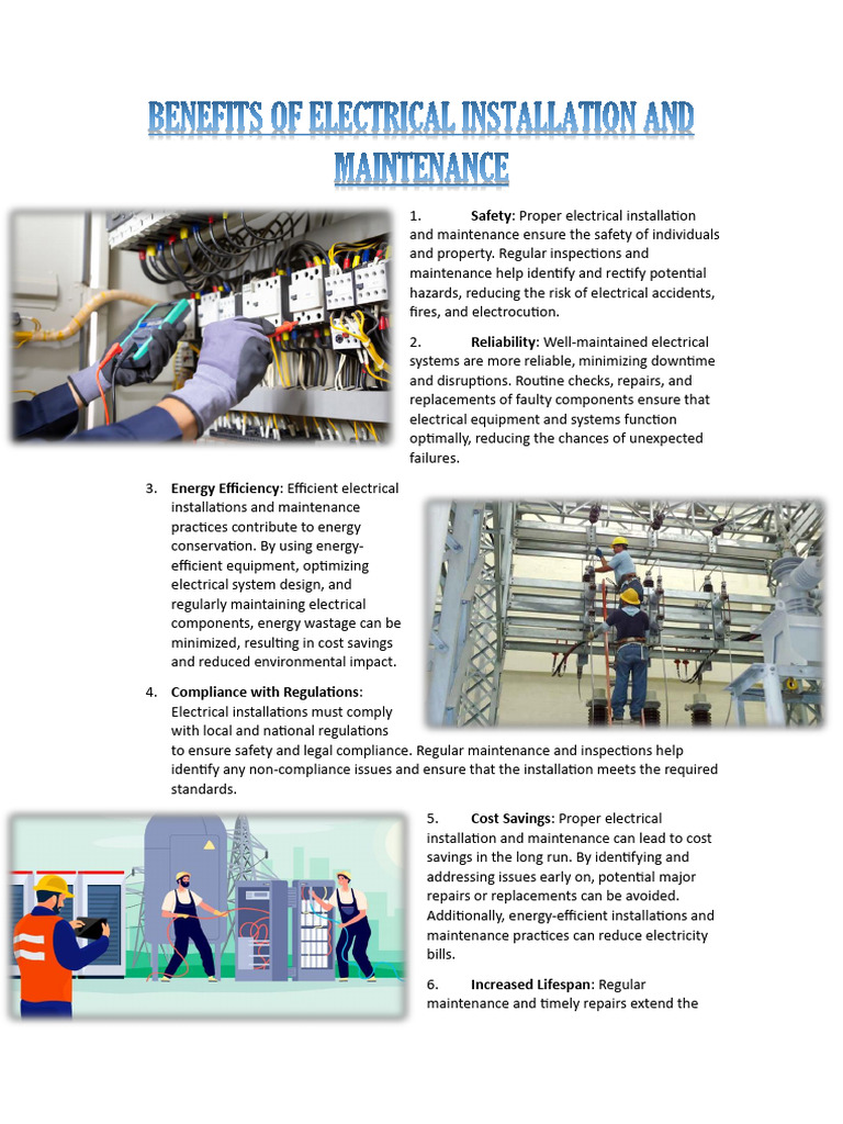 Benefits of Electrical Installation and Maintenance | PDF | Safety ...
