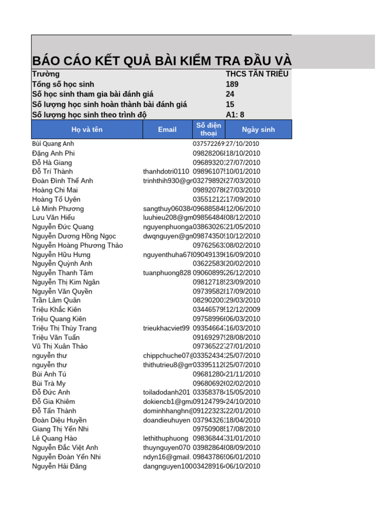 Bao Cao Ket Qua Khoi 9 | PDF