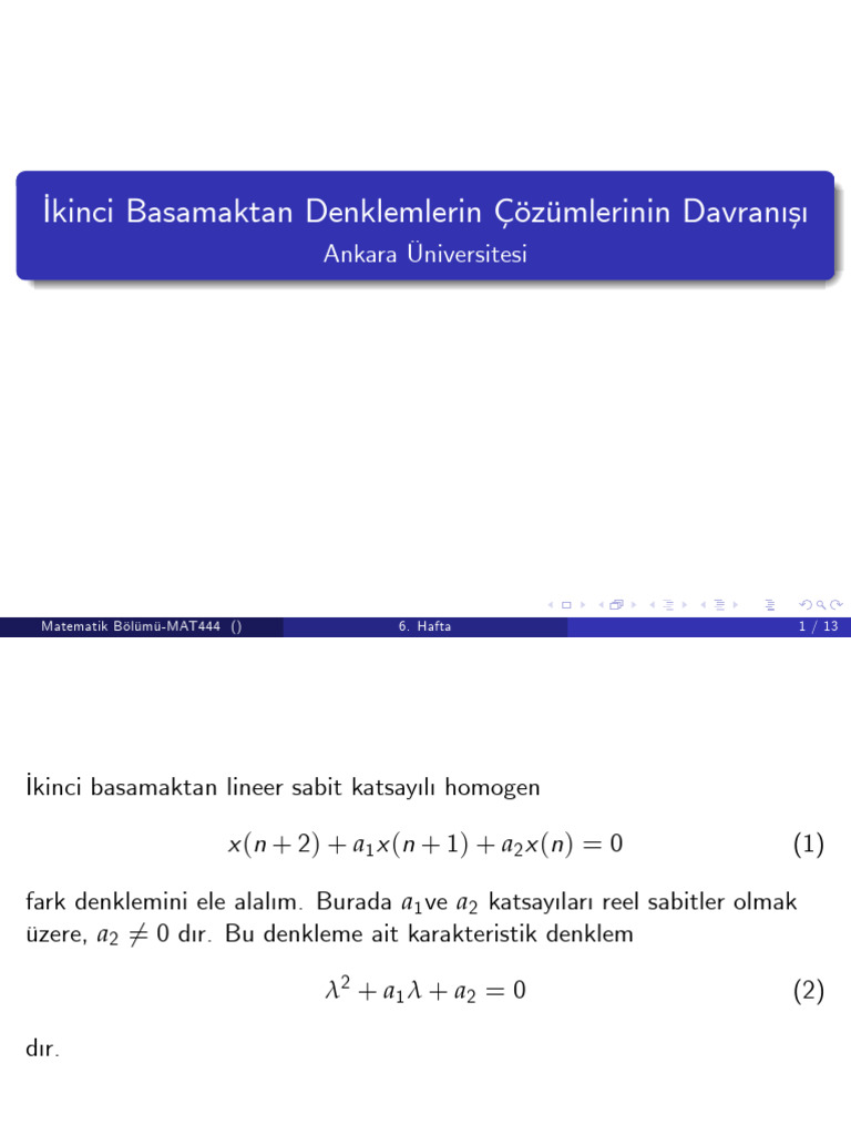 Fark Denklemleri 6.hafta | PDF