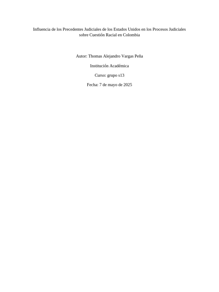 Disertacion Thomas Vargas | PDF | Plessy V. Ferguson | Litigio