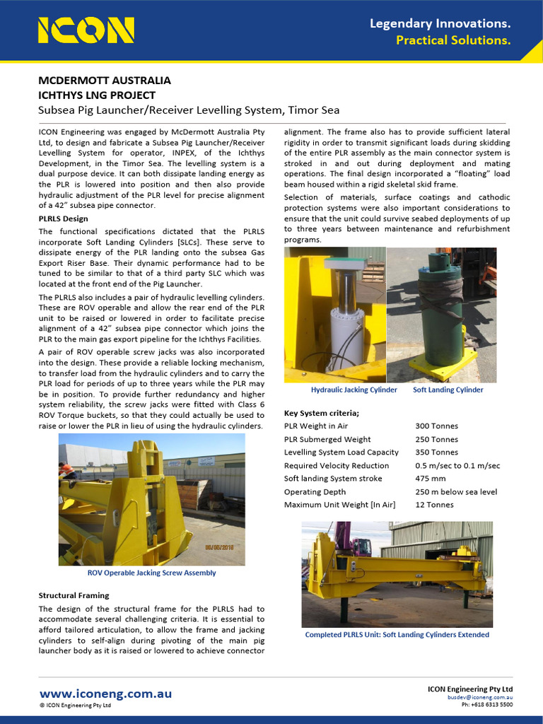 Ichthys LNG Project Subsea Pig Launcher Levelling System | PDF ...