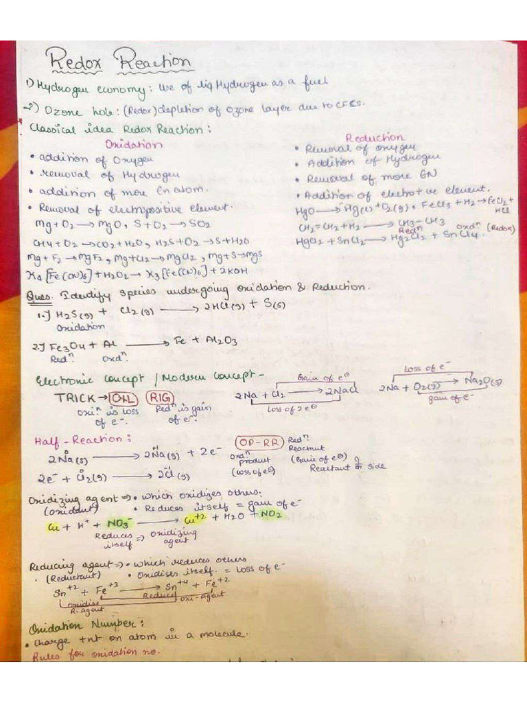 Redox Reaction Notes | PDF