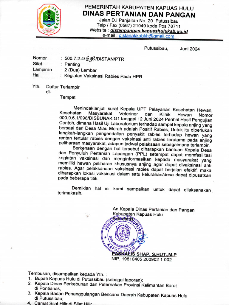 Surat Pemberitahuan Kegiatan Vaksinasi | PDF