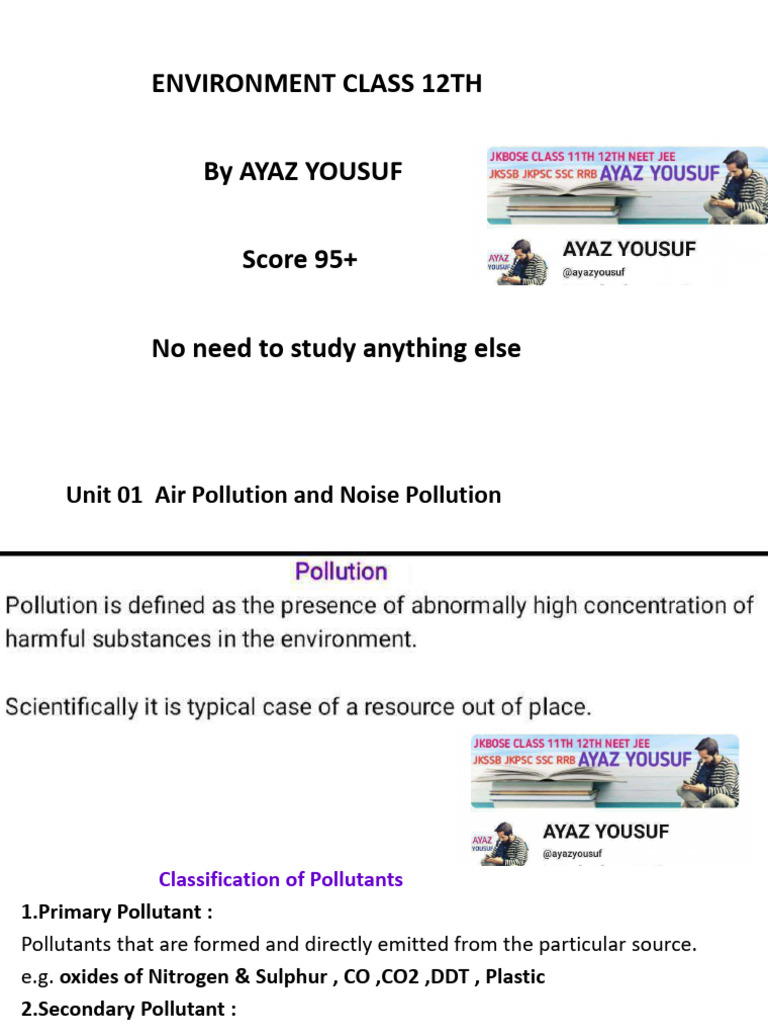 Class 12 Environment: Pollution Types & Control | PDF | Soil | Erosion