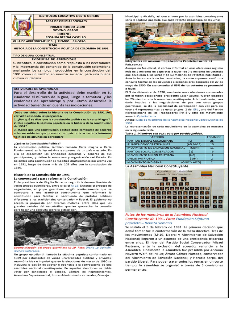 Historia De La Constitución De 1991 Pdf Gobierno Ciencias Políticas