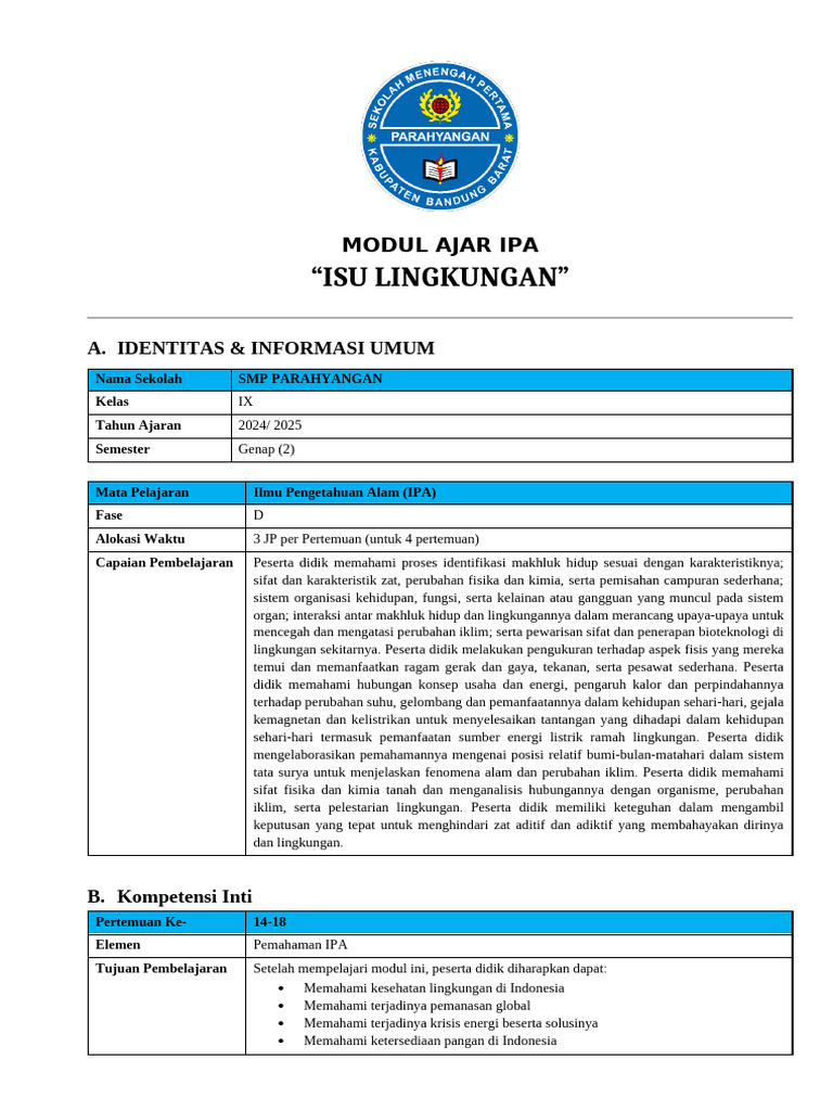 Modul Ajar Isu Lingkungan | PDF