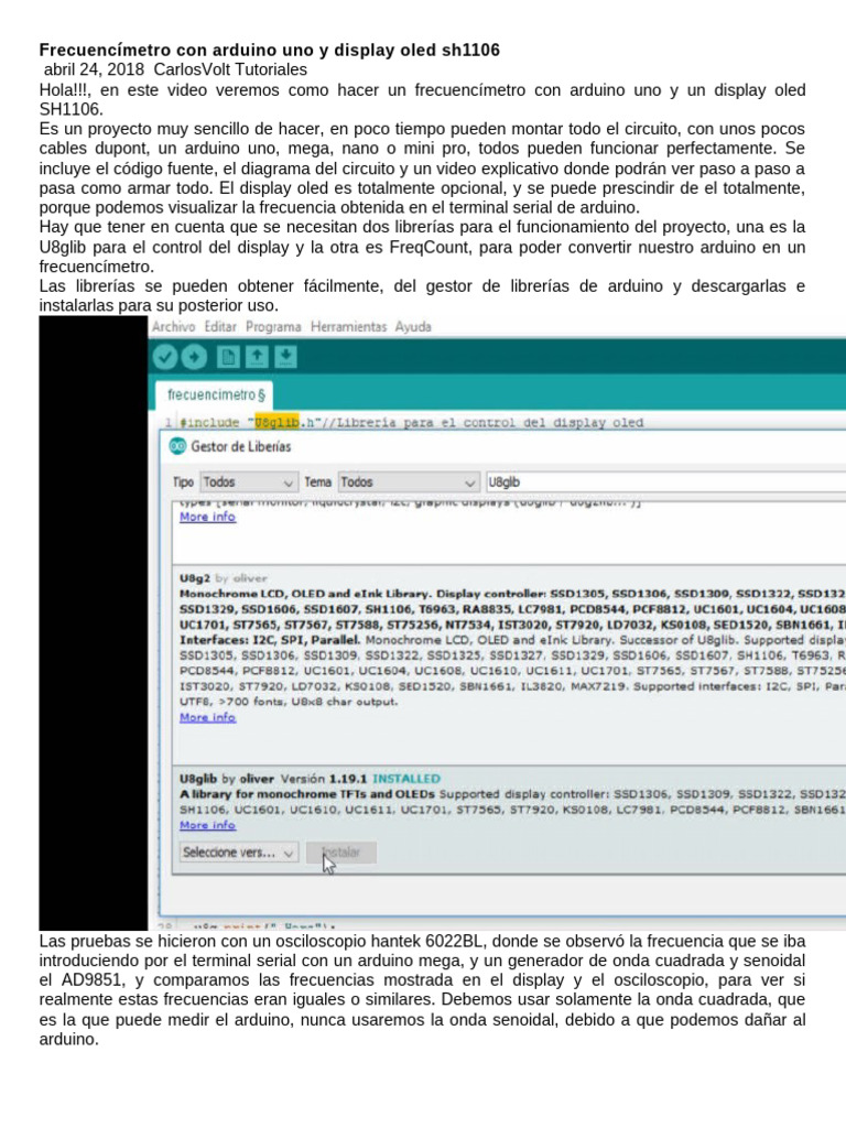 Frecuencímetro con arduino uno y display oled sh1106 | PDF | Arduino | Frecuencia