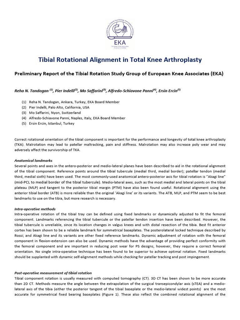 Tibial Rotation in Knee Arthroplasty | PDF | Knee | Rotation