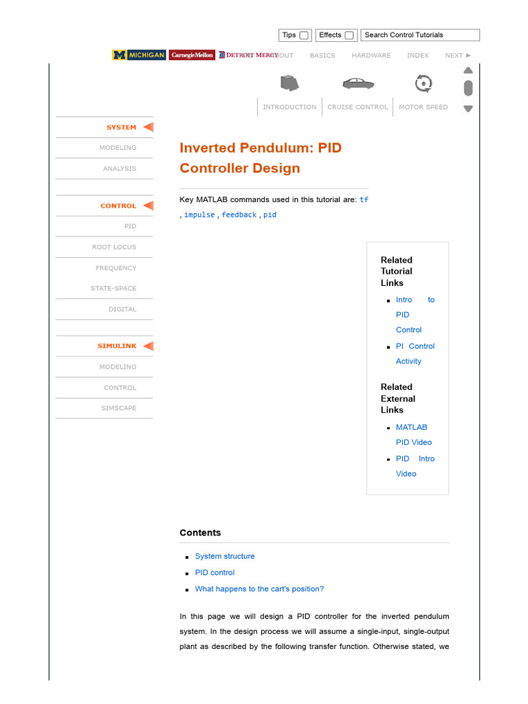 Control Tutorials For MATLAB and Simulink - Inverted Pendulum - PID ...