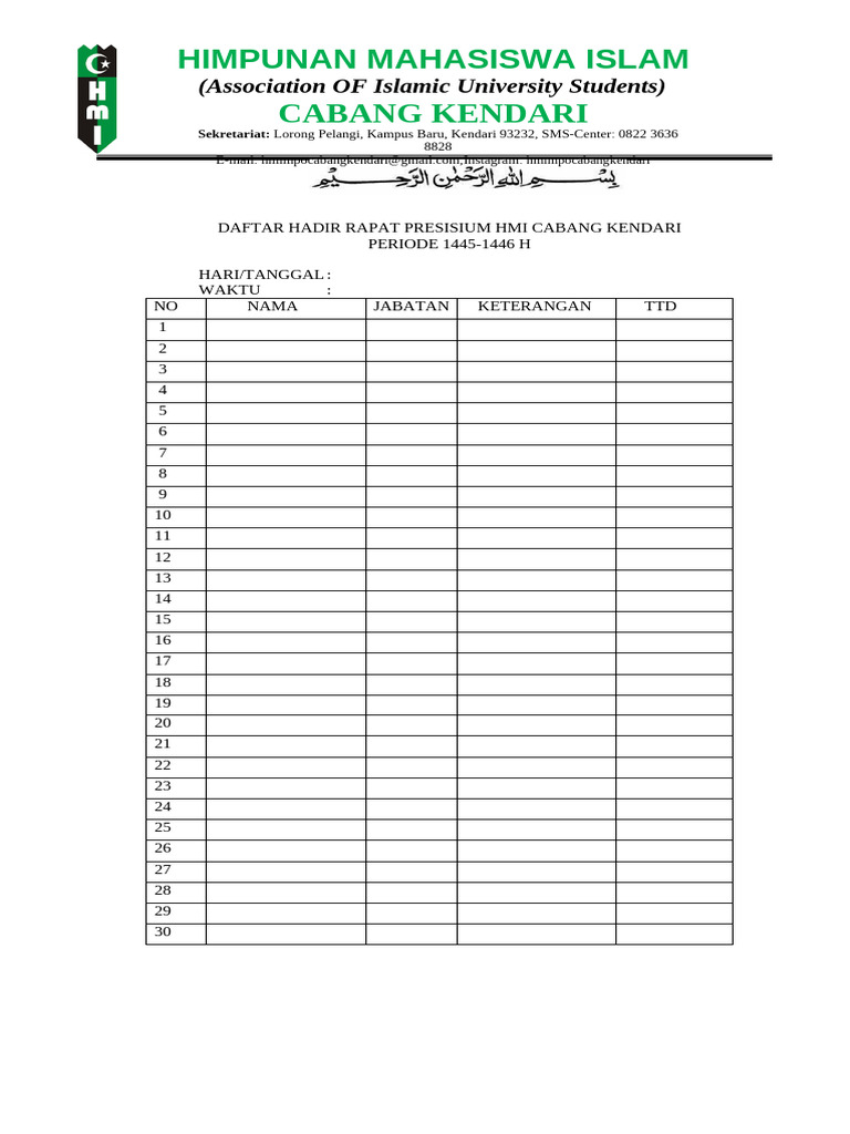 Absensi Rapat Presidium | PDF
