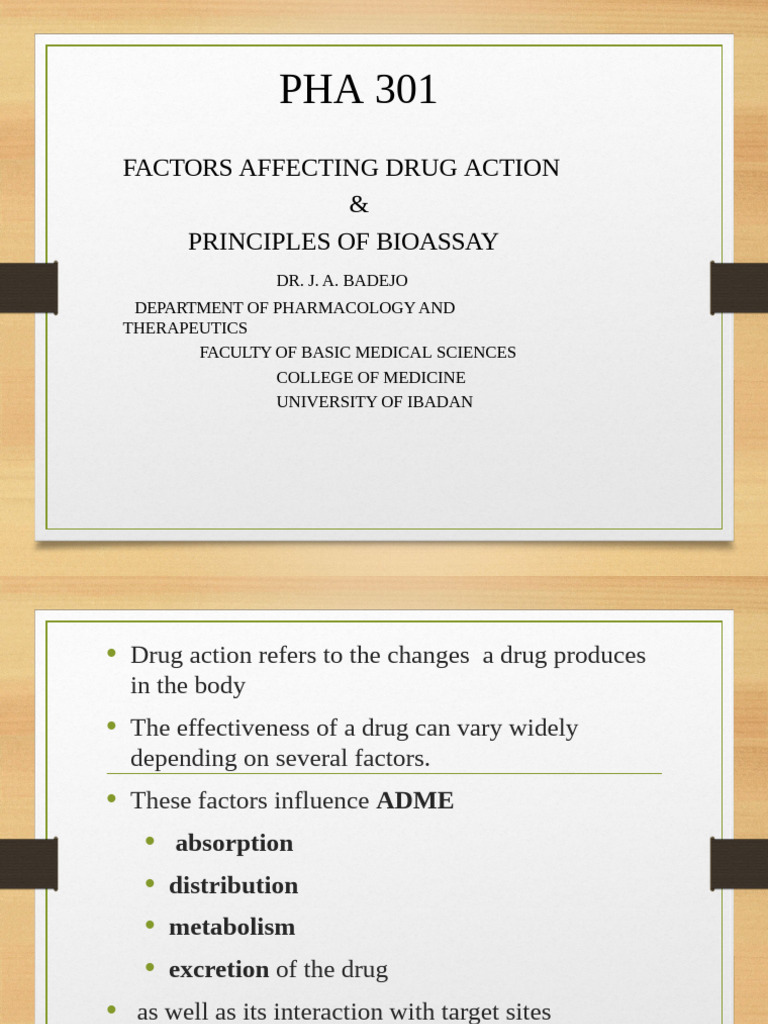 Factors Influencing Drug Action and Bioassay | PDF | Clinical Medicine ...