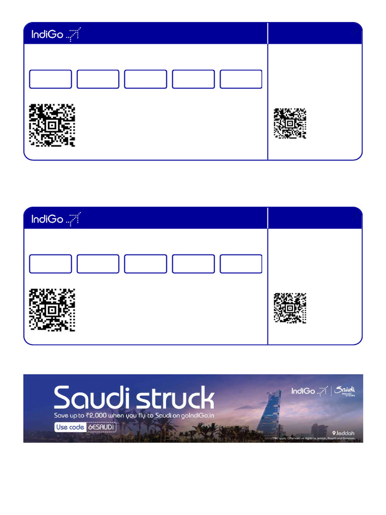 Indigo Flight 6E 307 Boarding Pass | PDF