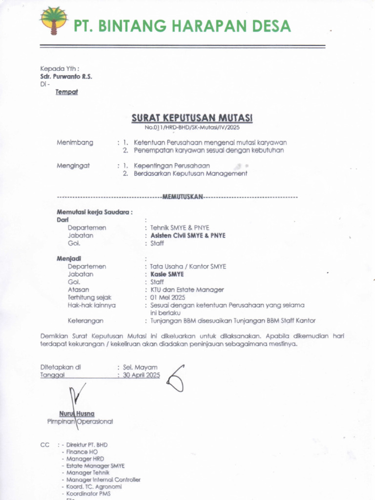 Mutasi Karyawan | PDF
