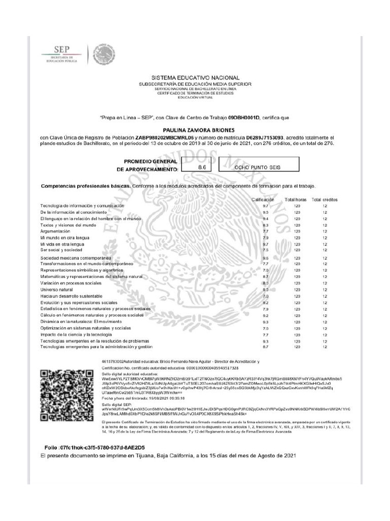 Certificado Prepa | PDF