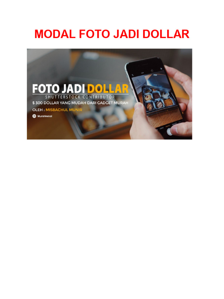 Modal Foto Jadi Dollar Dari Rumah Cuma Modal HP | PDF