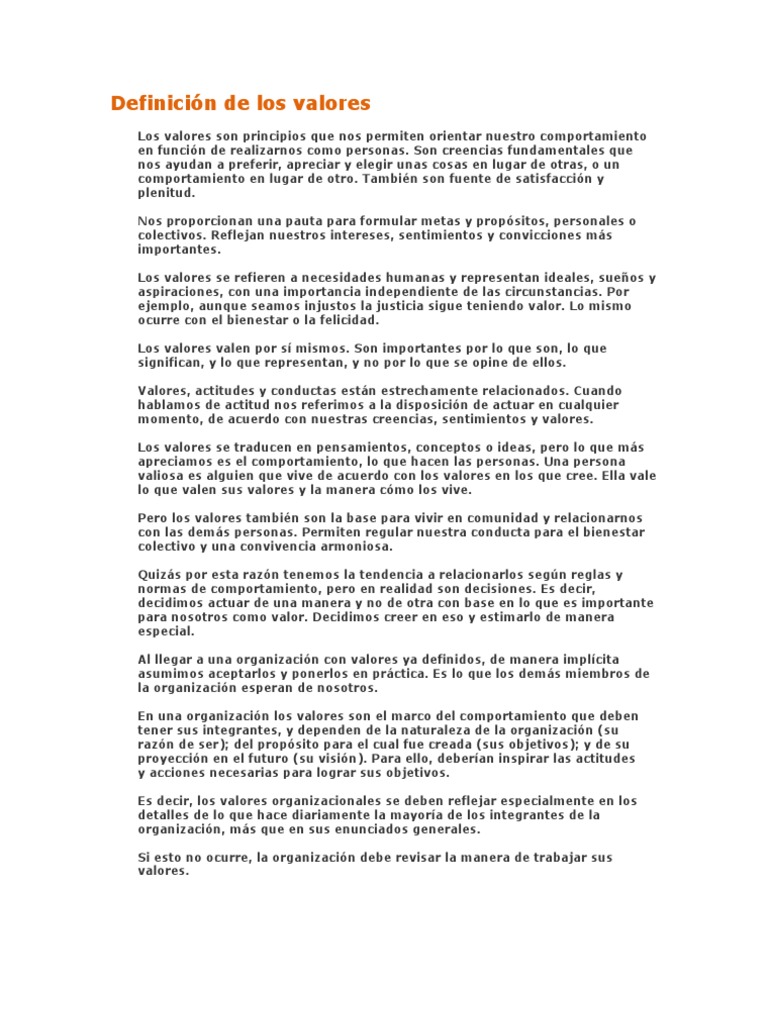 Definición de Los Valores | PDF