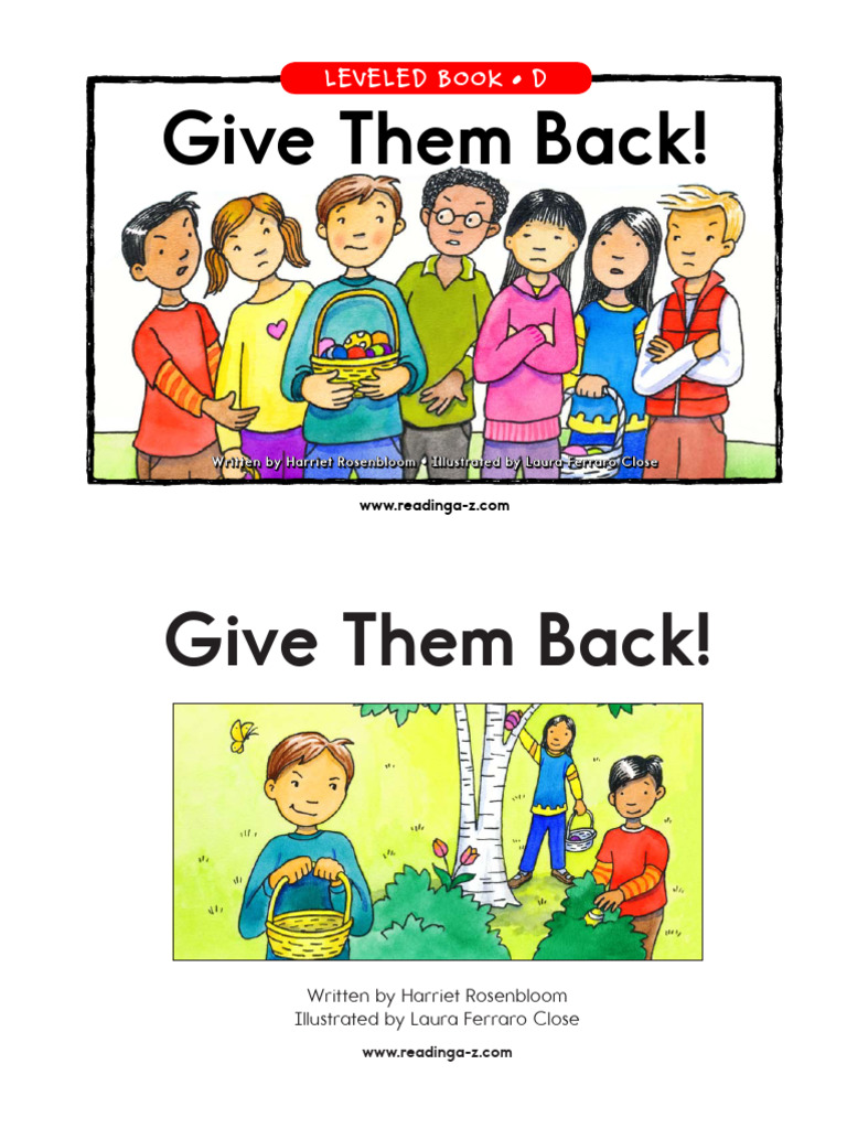 Give Them Back! Level D Book | PDF