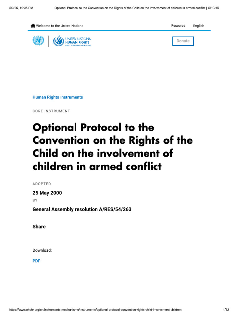 The Optional Protocol To The Convention On The Rights of The Child On ...