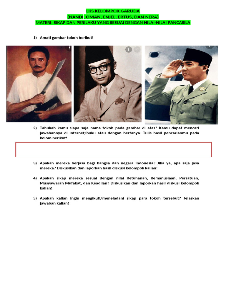 CONTOH LKS PPKN PERTEMUAN 1 | PDF