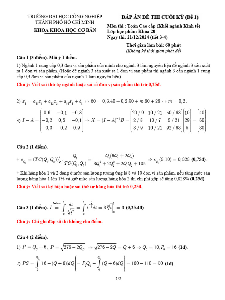 21.12.24 Dap-An 1 CuoiKy-TCC HK1 24-25 | PDF